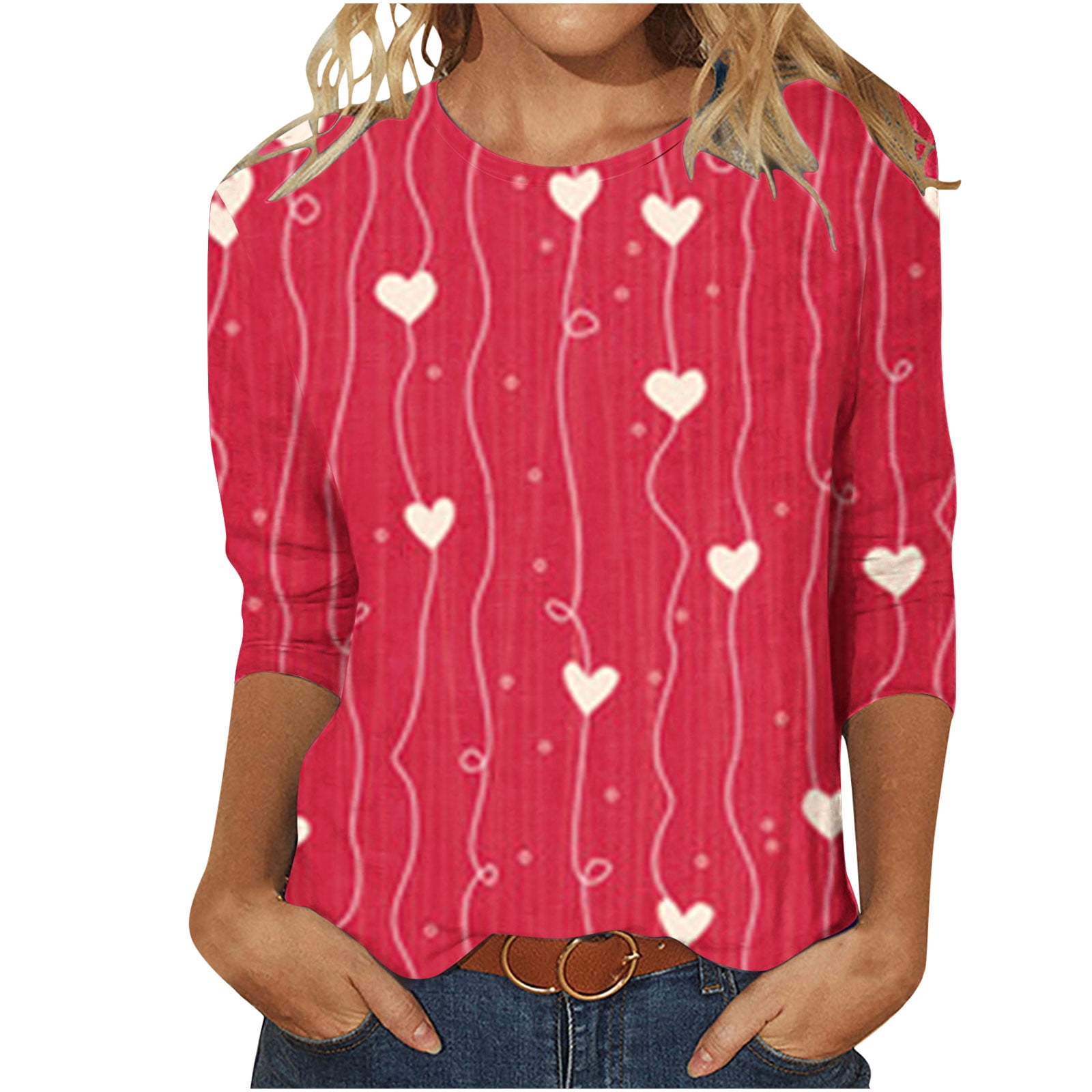 JGTDBPO Valentine'S Day Shirt for Womens Love Heart Printed T-Shirt ...