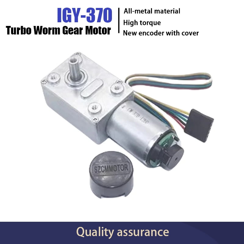 JGY-370 Turbo Worm Gear Motor, Encoder Tachometer Motor, DC6V 12V 24V High Torque Low Speed Self ...