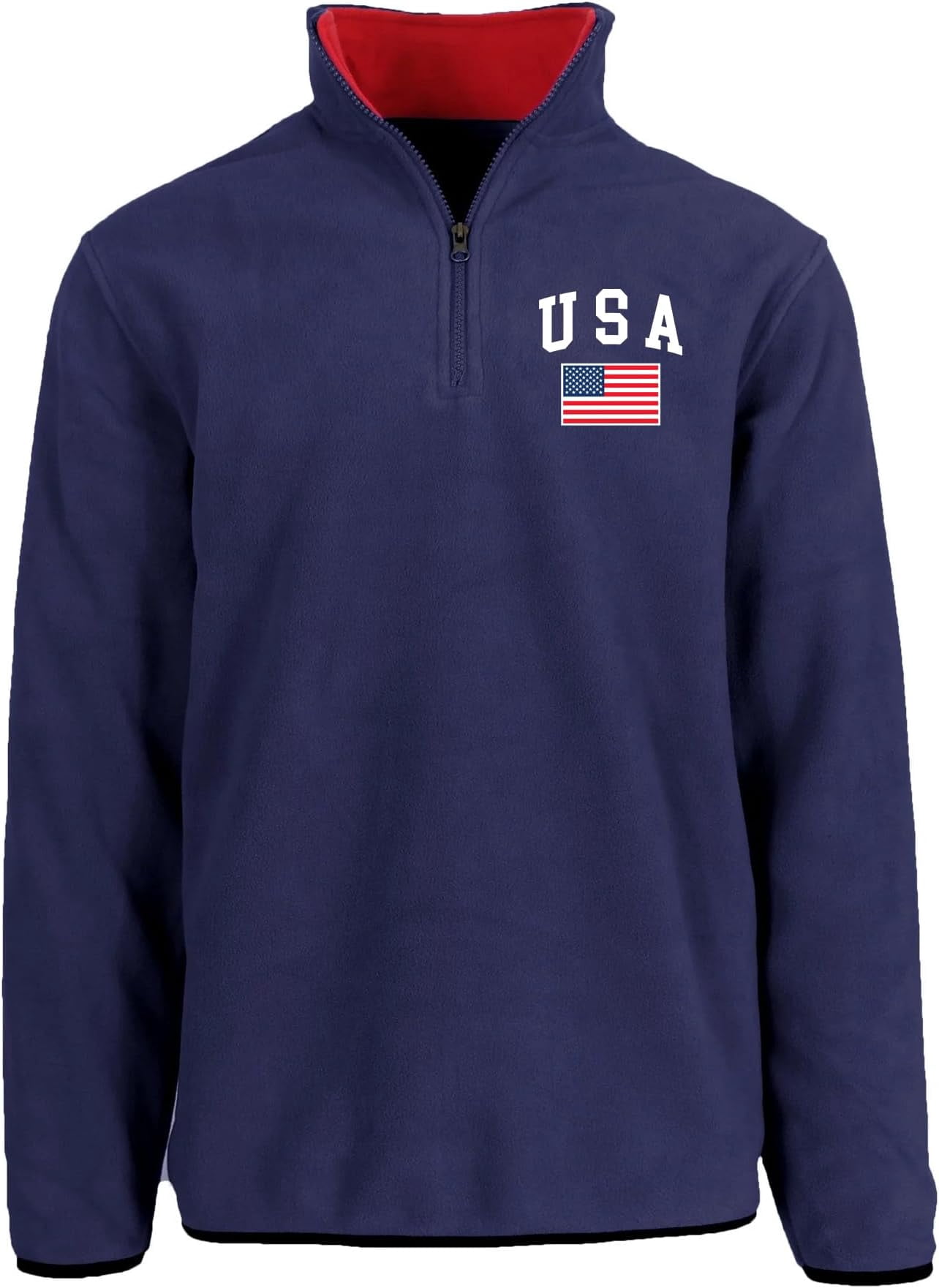 JH DESIGN Men’s USA Quarter Zip Thermal Fleece Pullover Long Sleeve ...