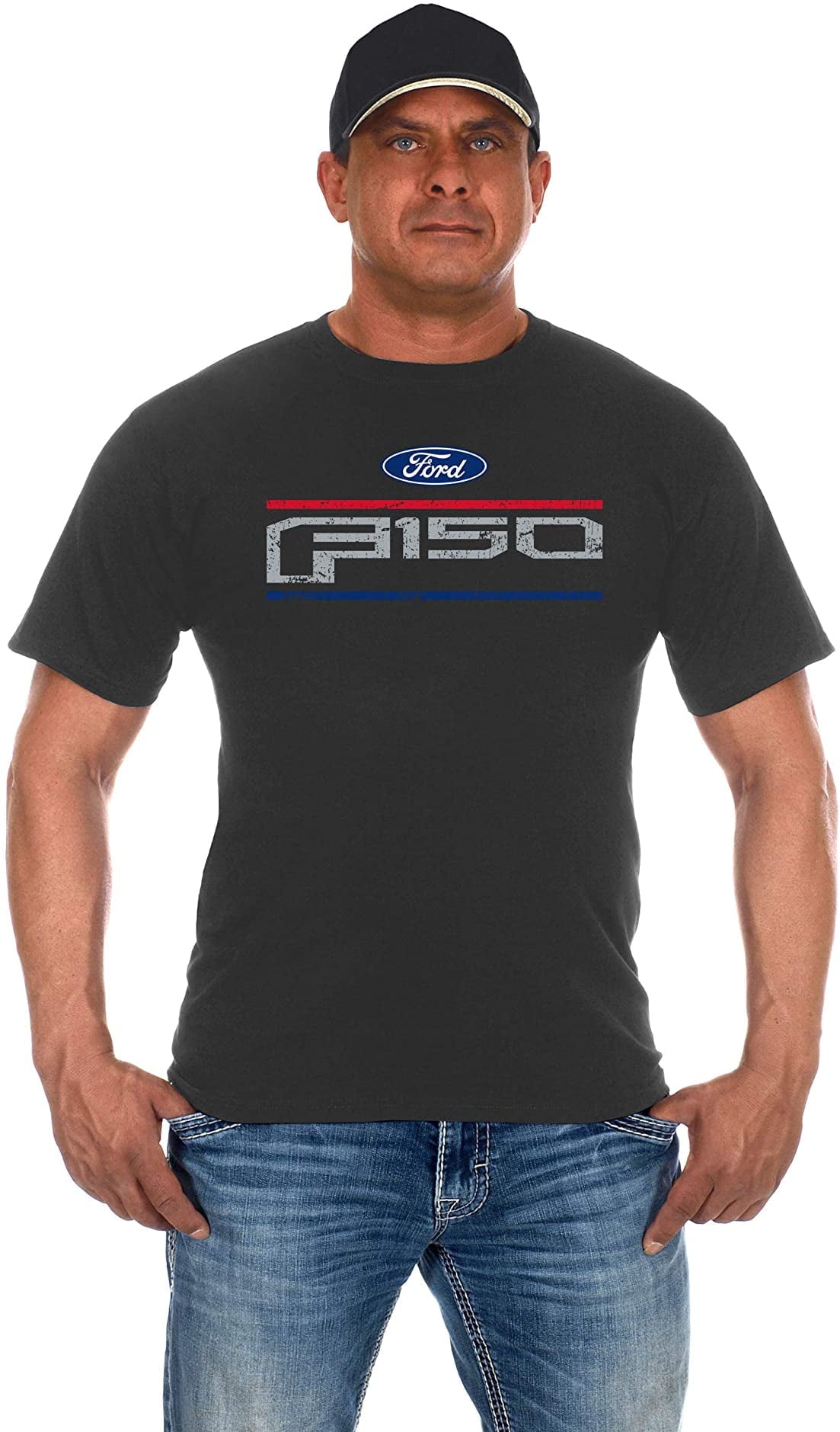 JH Design Group Men's Ford F150 Distressed Logo Crew Neck T-Shirt ...