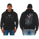 JH Design Men's Chevy Corvette C8 Pullover Hoodie American Flag 2 Sided ...