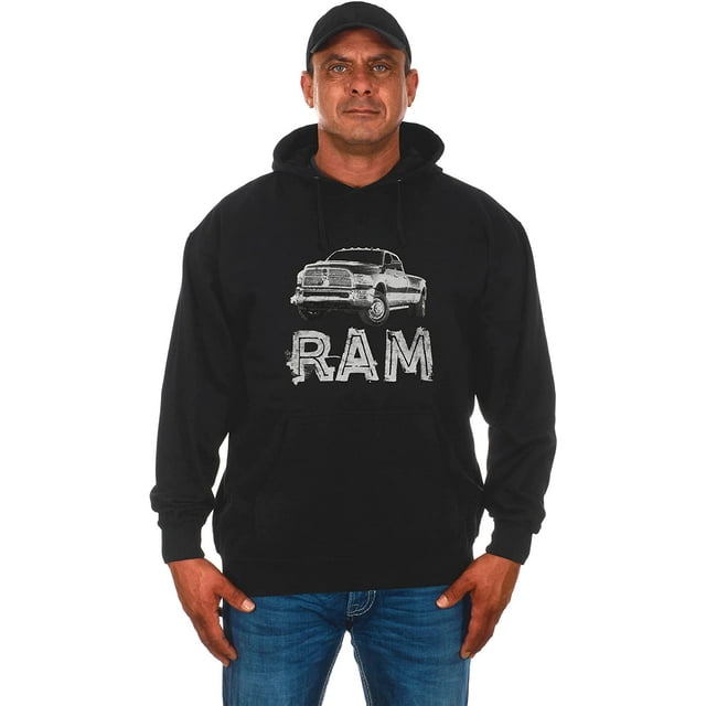 JH Design Men's Dodge RAM Truck Distressed Logo Pullover Hoodie ...