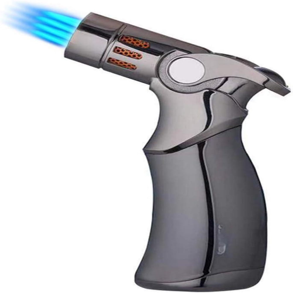 JH& Torch Lighter Quad 4 Jet Flame Refillable Butane Cigar Lighters ...