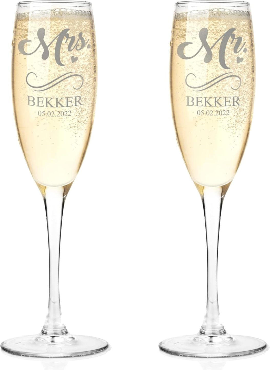 JHBP Personalized Champagne Glass Set of 2 - Laser Engraved Champagne ...