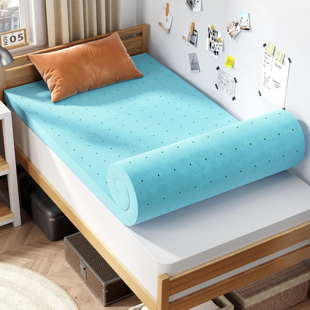 JHBP Twin XL Mattress Topper, Collage Dorm Size, Gel-Infused Memory ...