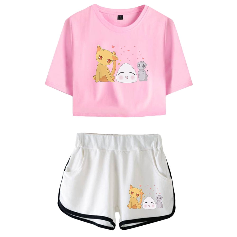 JHDESSLY Anime Fruit Basket Merch Crop Top Shirt Short Two-piece Hip ...