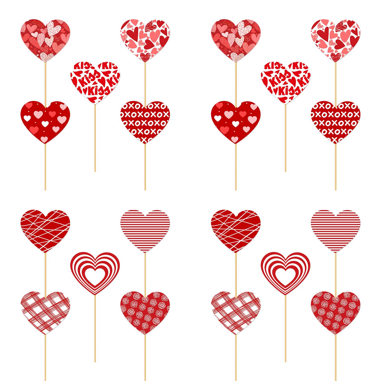 JHEHF 15pcs Valentine'S Day Heart Flower Picks for Table Centerpiece ...
