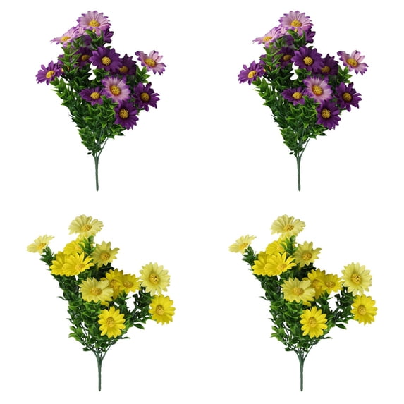 JHEHF 4 Bouquet Daisies Artificial Flowers Sunflower Plants Greenery ...
