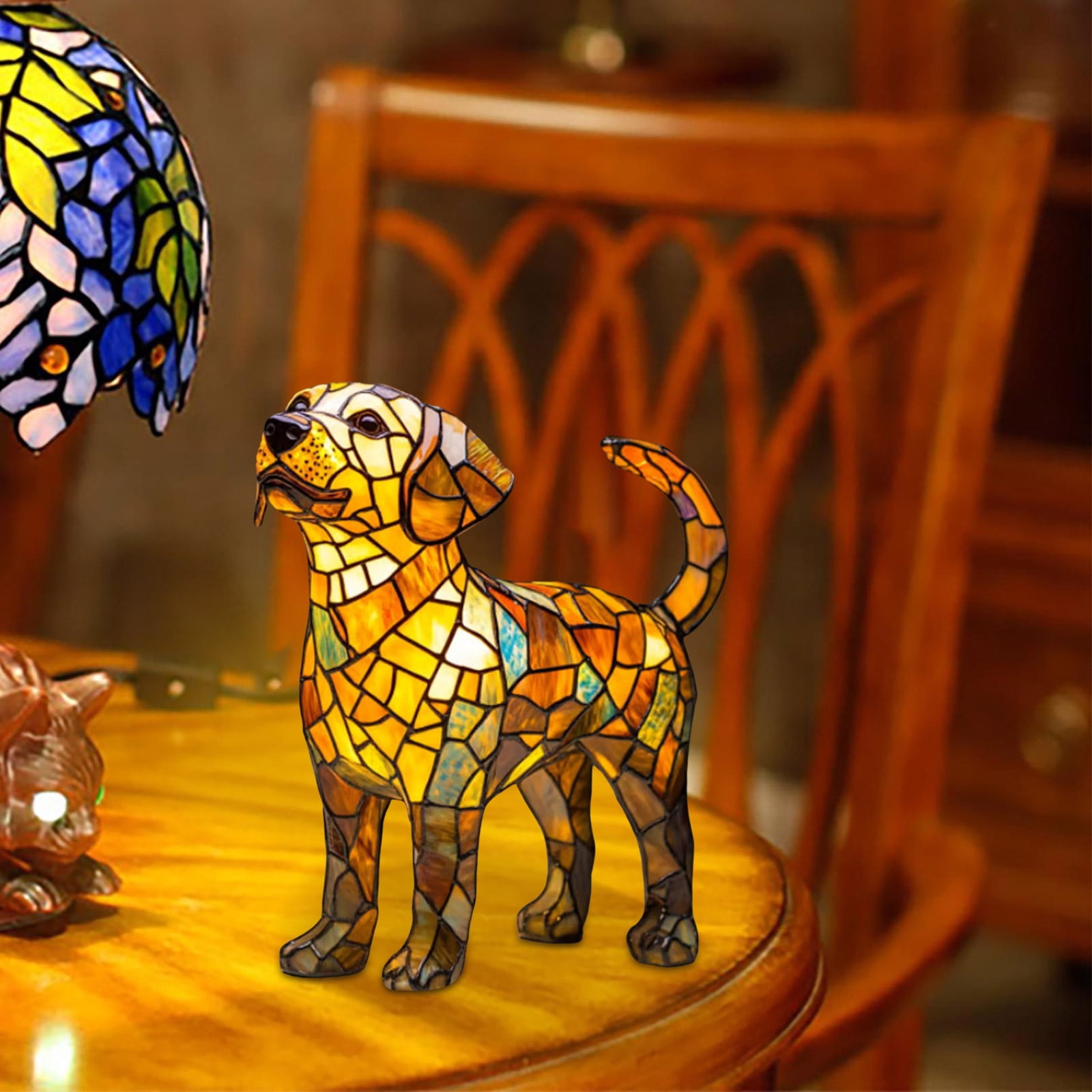 JHEHF Cat Dog Lamp Stained Glass, Dog Series Art Night Light, Animal ...