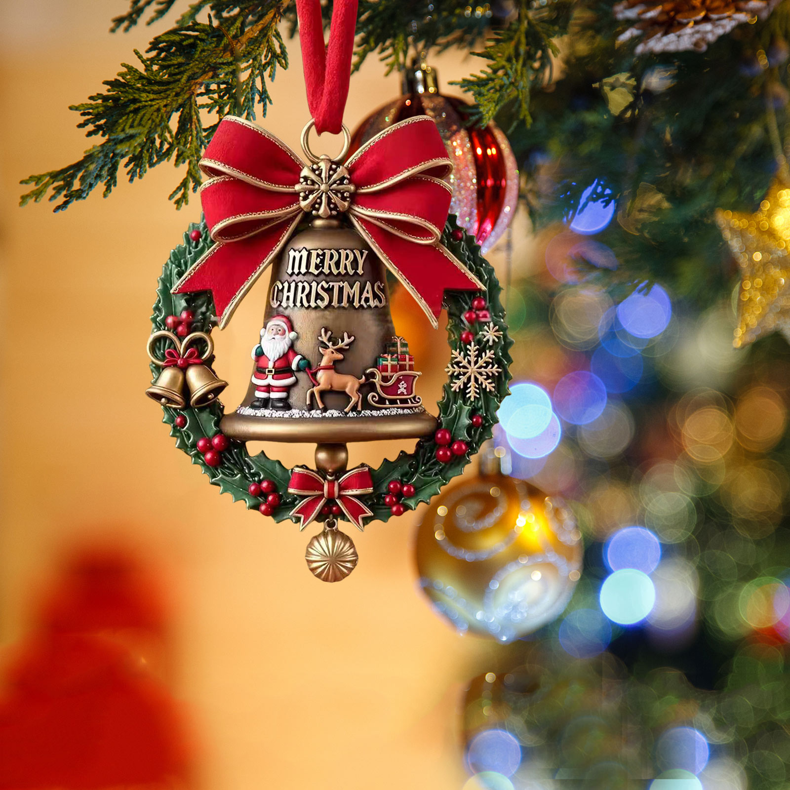 JHEHF Christmas Bell Hanging Pendant Holiday Tree Decorations for Gifts ...