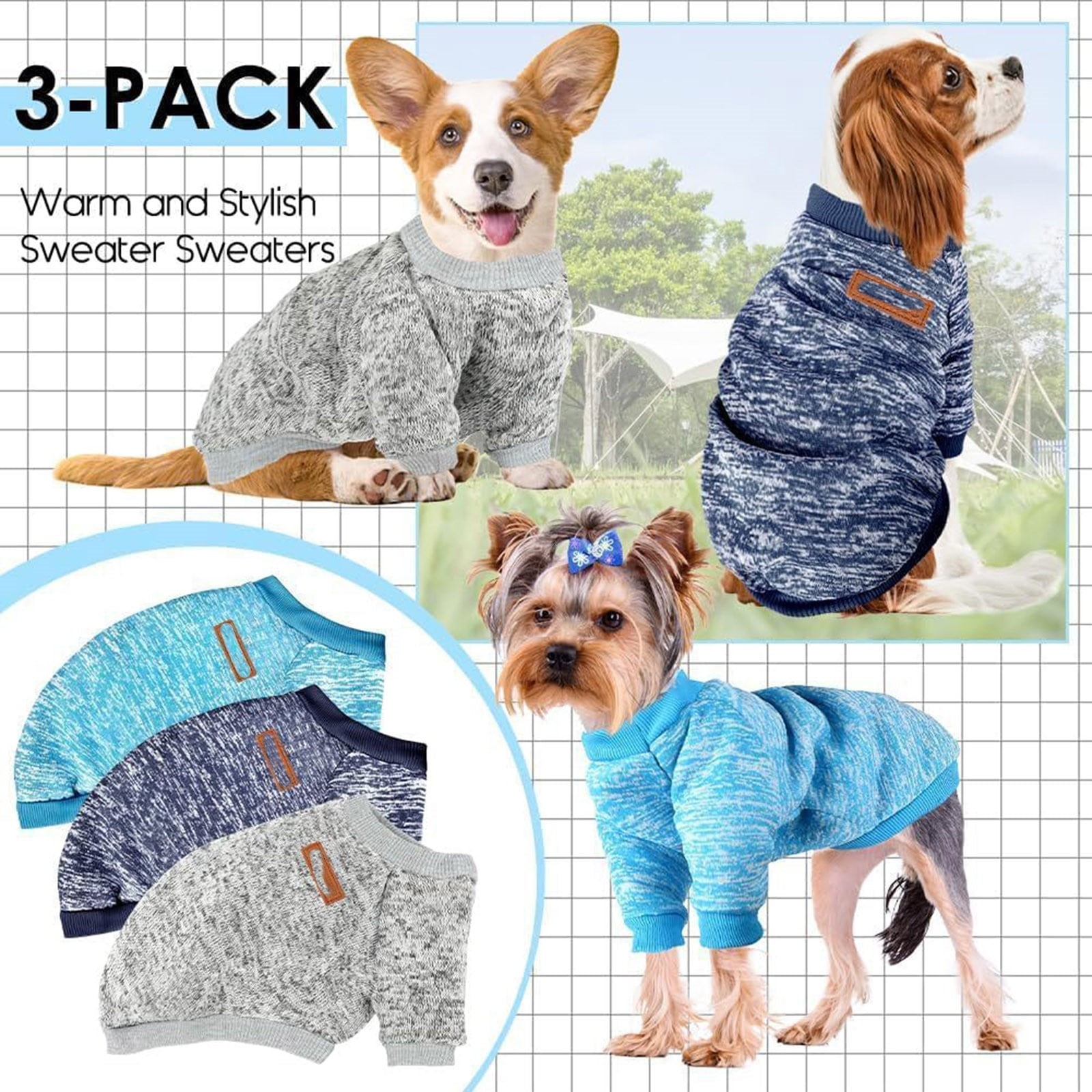 JHEHF Dog Sweaters for Small Dogs Soft Winter Warm Thick Dog Sweatshirt ...