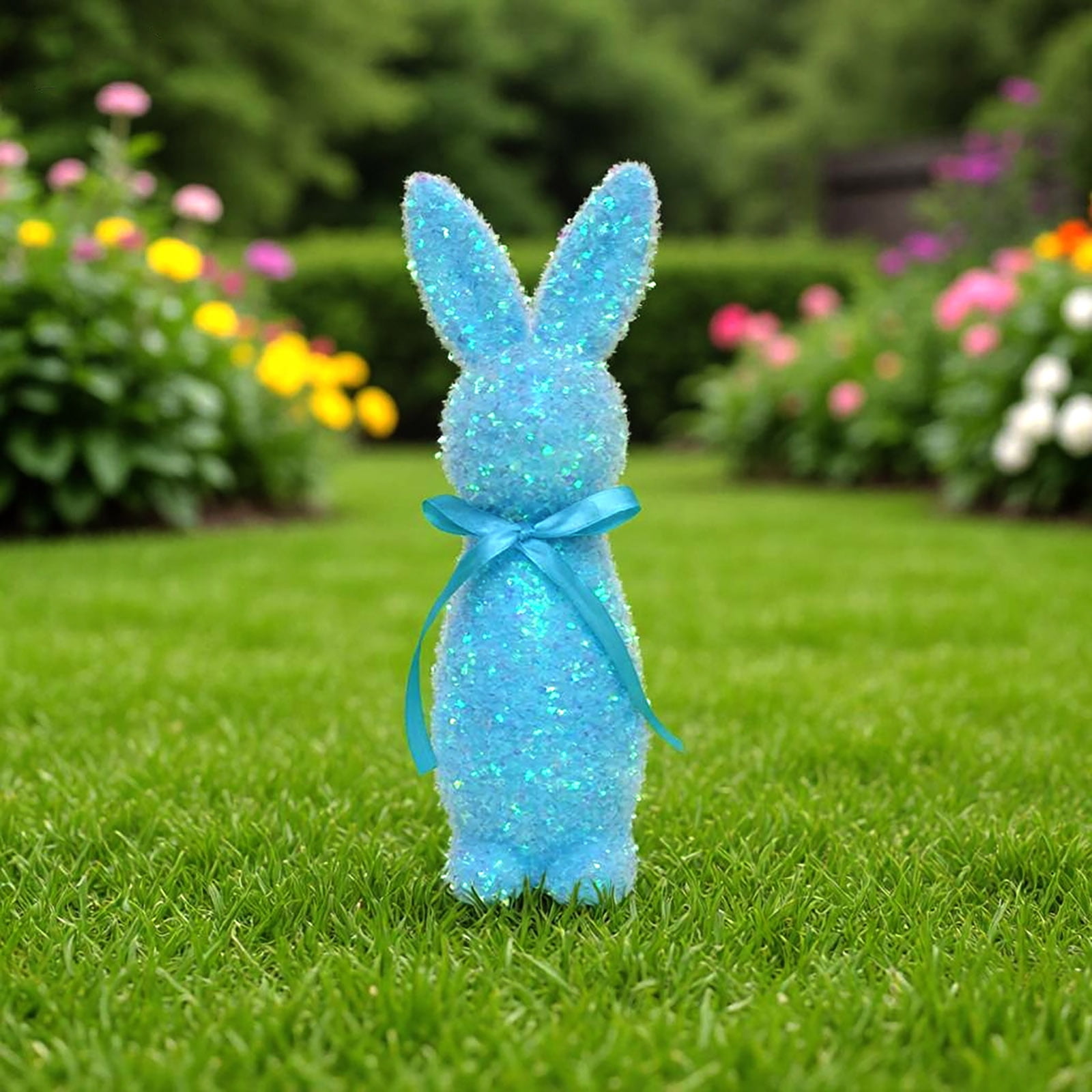 JHEHF Easter Flocked Rabbit Decorative Figurines Cute Rabbit Sculptures ...