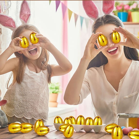 JHEHF Golden Easter Eggs 2.36 Inch Fillable Empty Eggs Easter Eggs Bulk ...