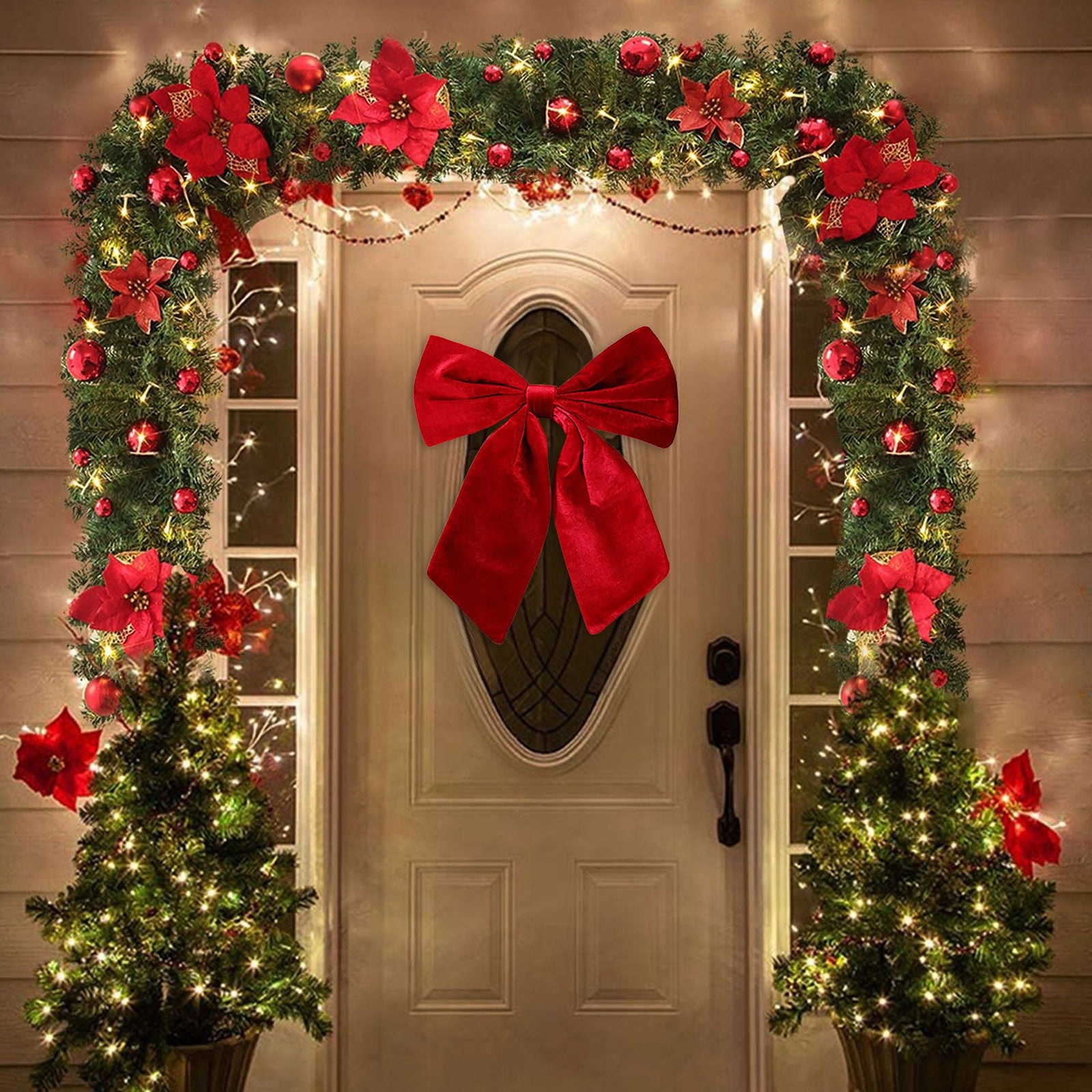 JHEHF Xmas Bows 14”X13” Large Red Bows for Christmas Tree Topper and ...