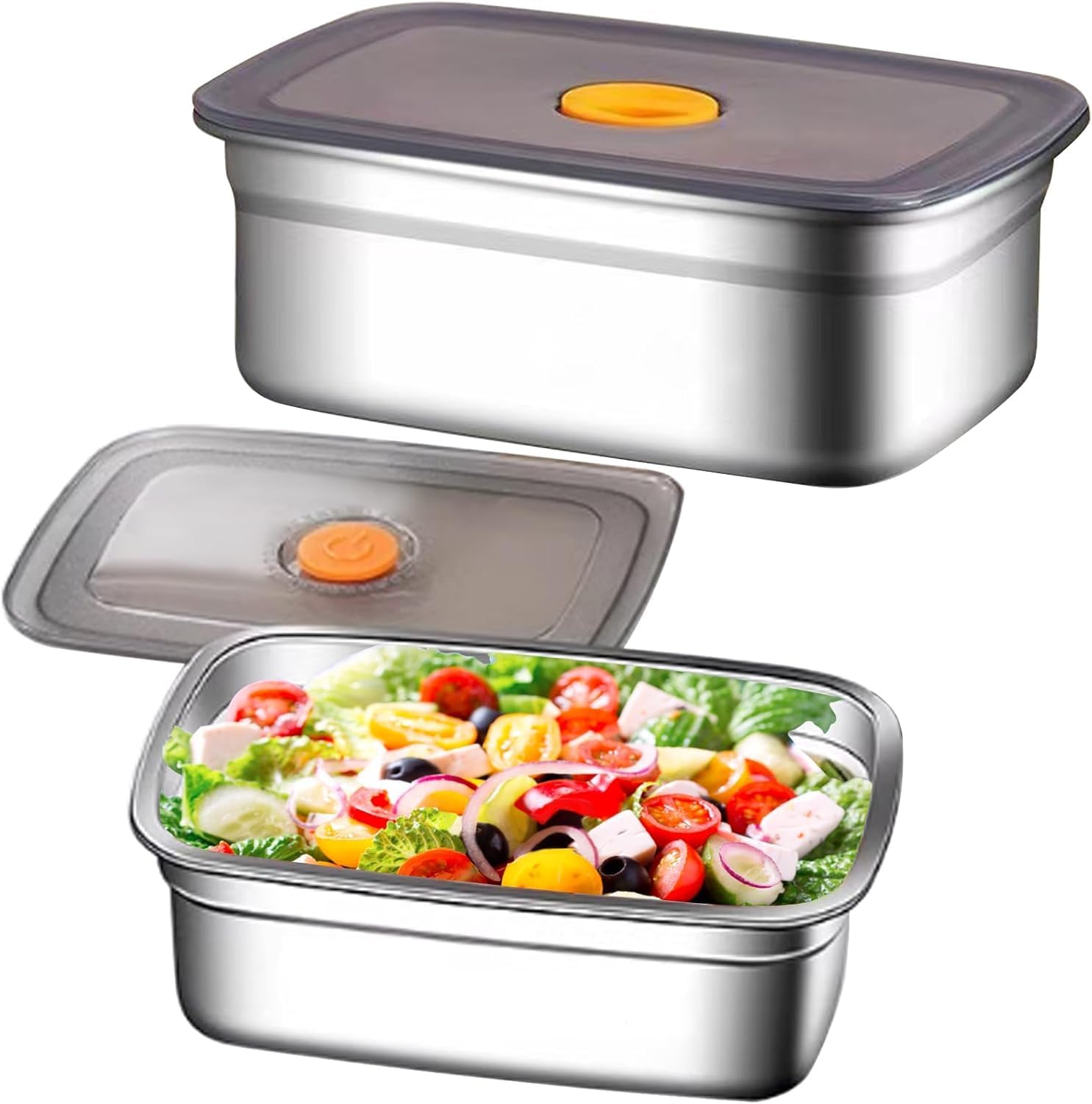 JHEPCOIN 1500ml Stainless Steel Kitchen Containers with Airtight Lids ...