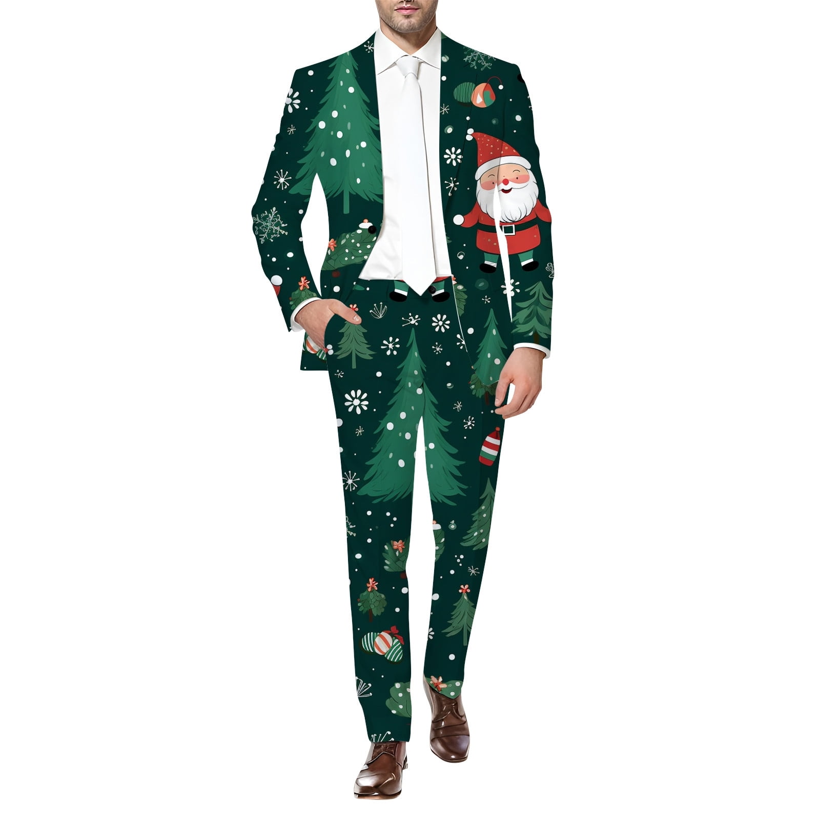 JHHLSF Christmas Print Men's Suit Set Stylish Holiday Outfit For ...