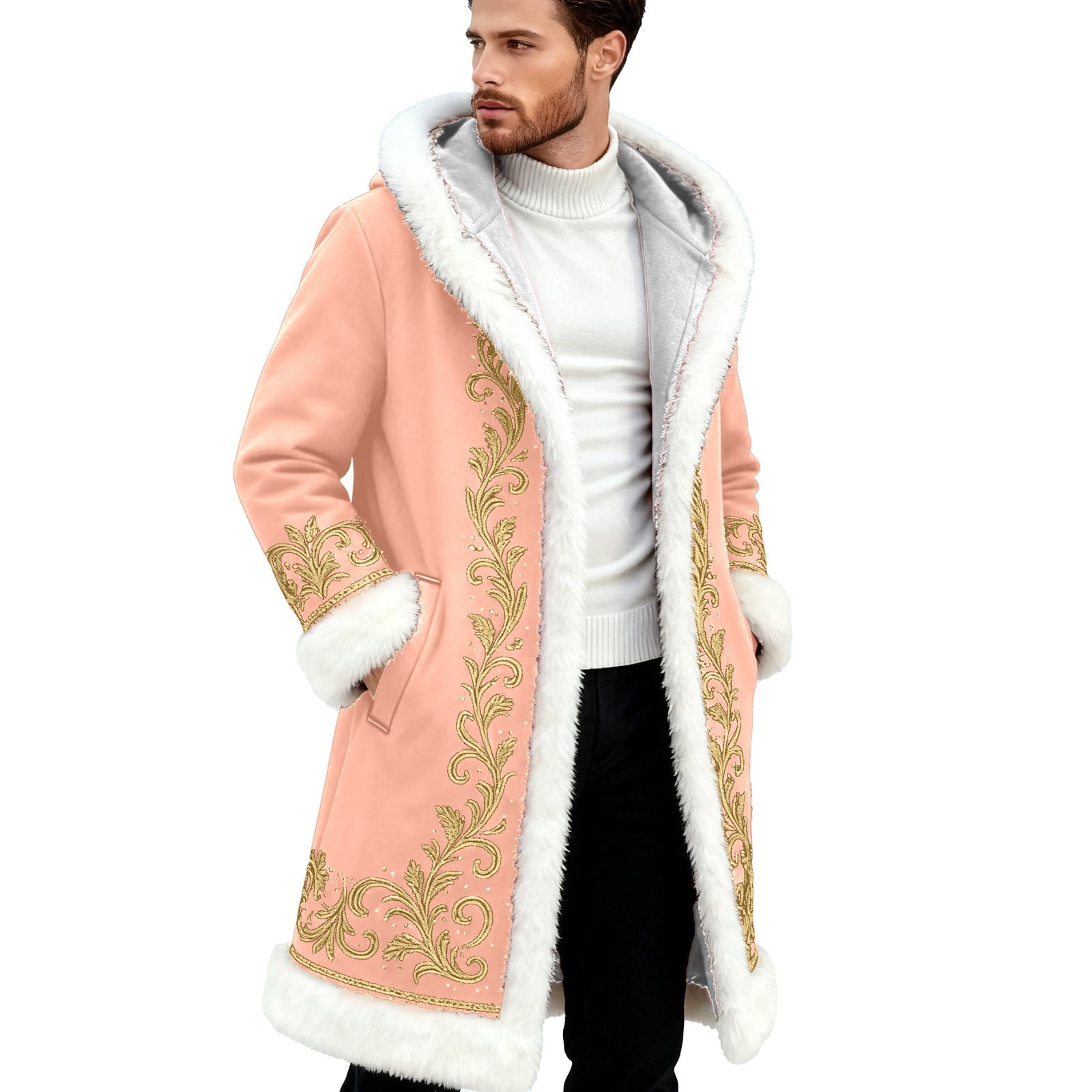 JHHLSF Cozy Winter Front Printed Edge Cardigan For Warm No Zip No ...