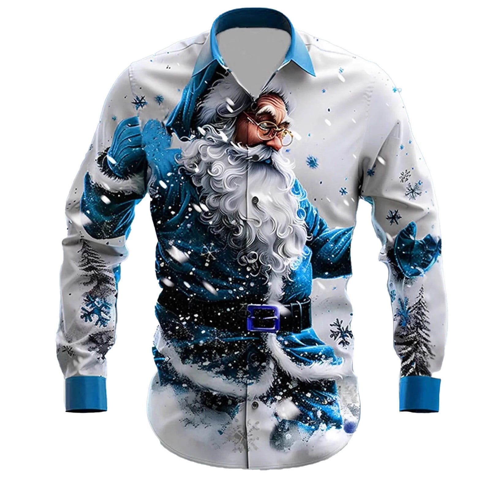 JHHLSF Male Autumn And Winter Theme Long Sleeve Shirt Lapel All Print ...