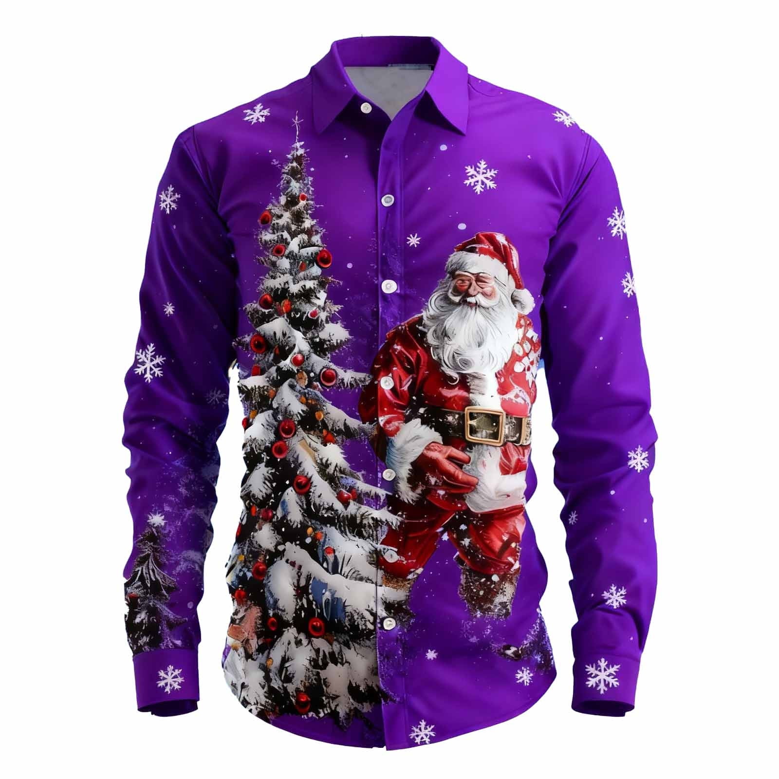 JHHLSF Male Autumn And Winter Theme Long Sleeve Shirt Lapel All Print ...