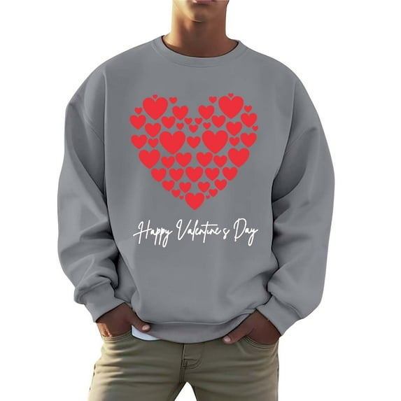 JHHLSF Men's Valentine's Day Hoodless Sweatshirt Letter Print Crewneck ...