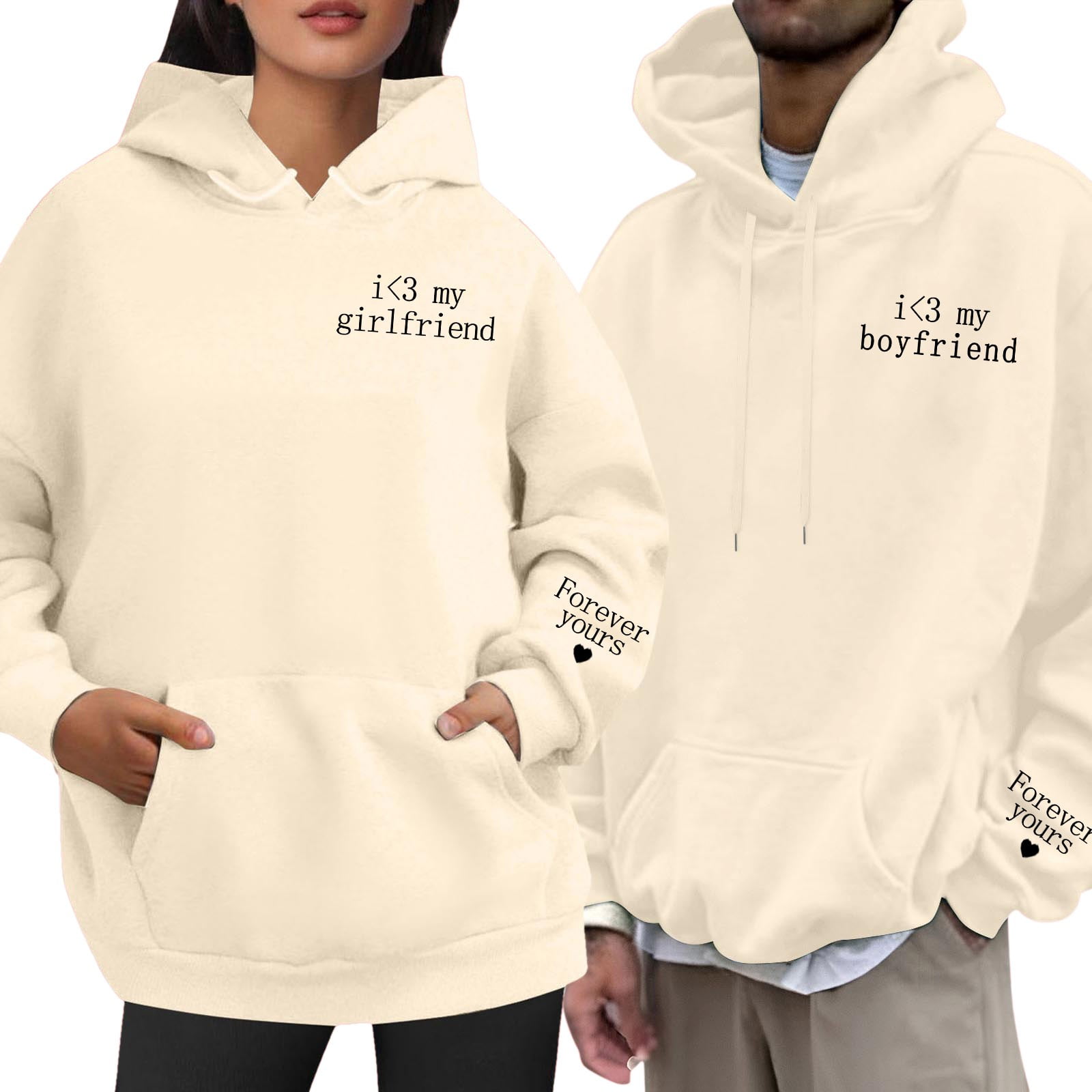 JHHLSF Mens Valentine's Day Hoodies Letter Print Loose With Drawstring ...