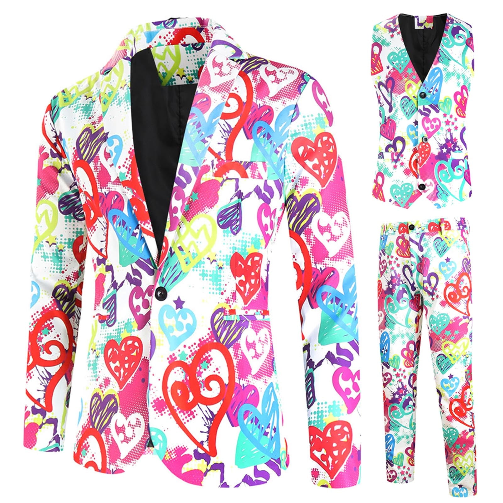 JHHLSF Mens Valentines Day Dating Love Digital 3D Printed Suit Jacket ...