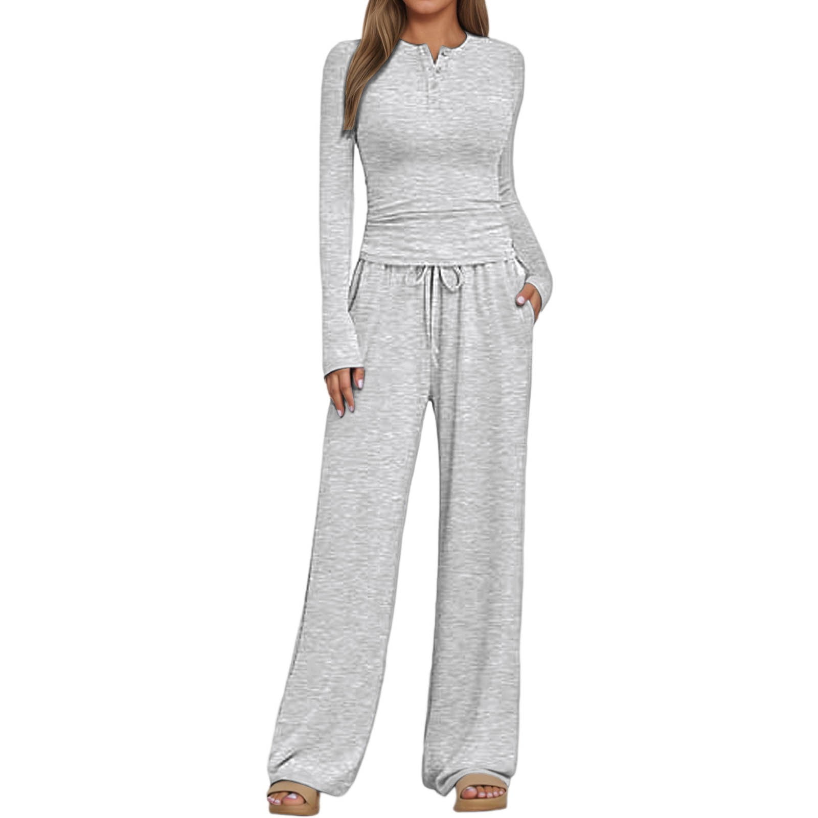 JHHLSF Women's 2 Piece Trendy Outfits Lounge Matching Set Fall Long ...
