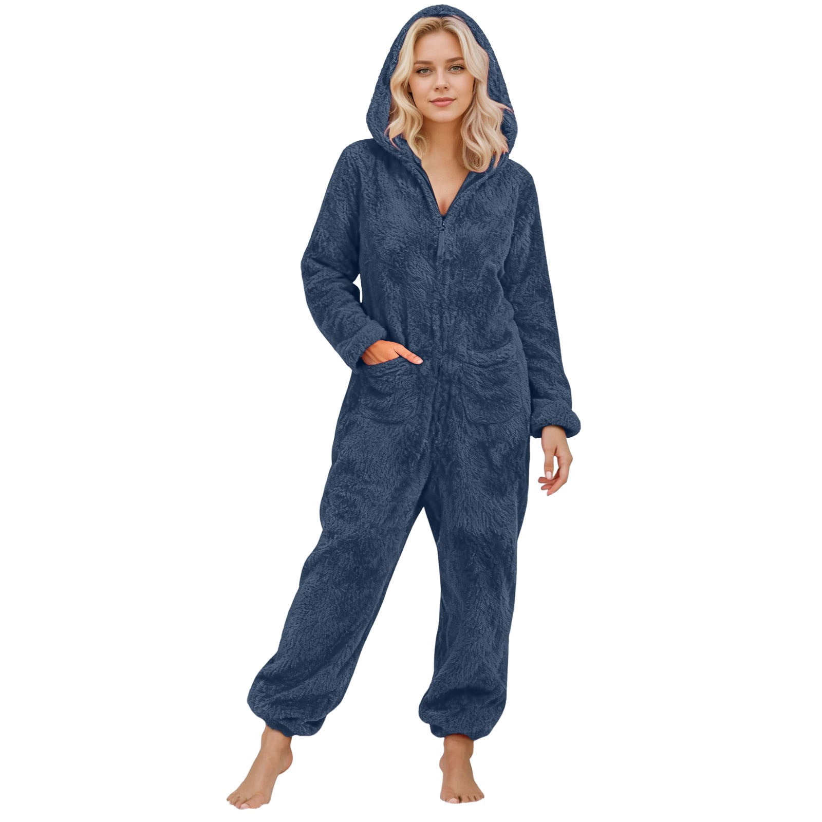 JHHLSF Womens Fleece Onesies Pajamas Jumpsuit Warm Romper Sleepwear One ...
