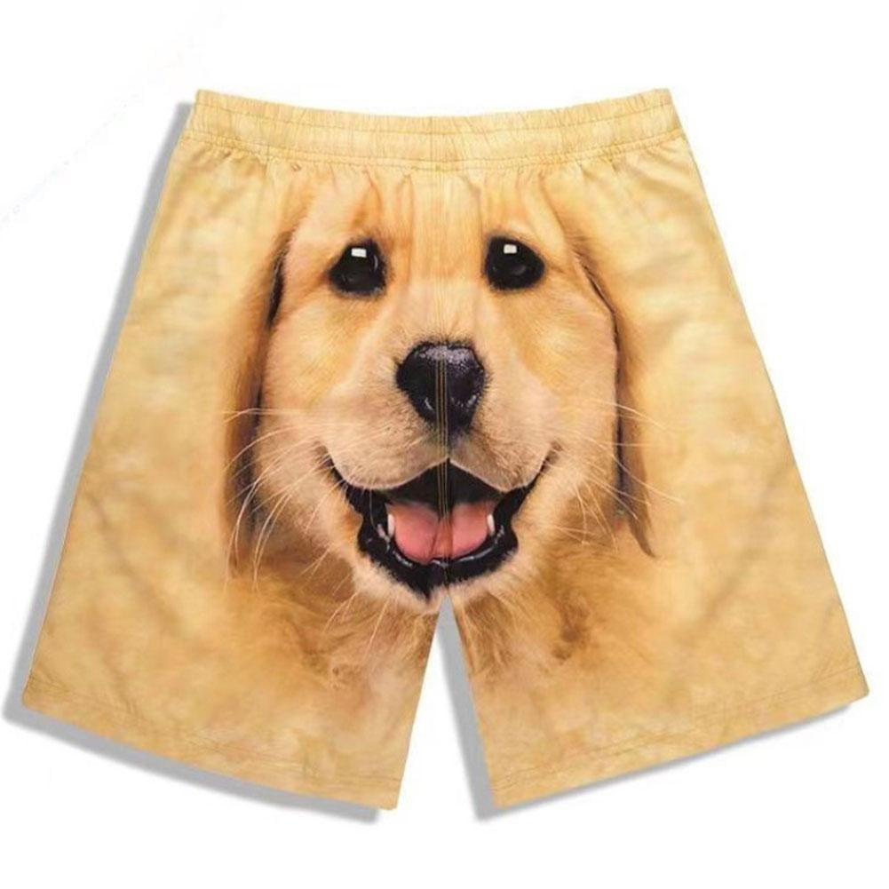 JHIALG 3D Dog Head Shorts, Men's Pajama Pants Golden Retriever Sleep ...
