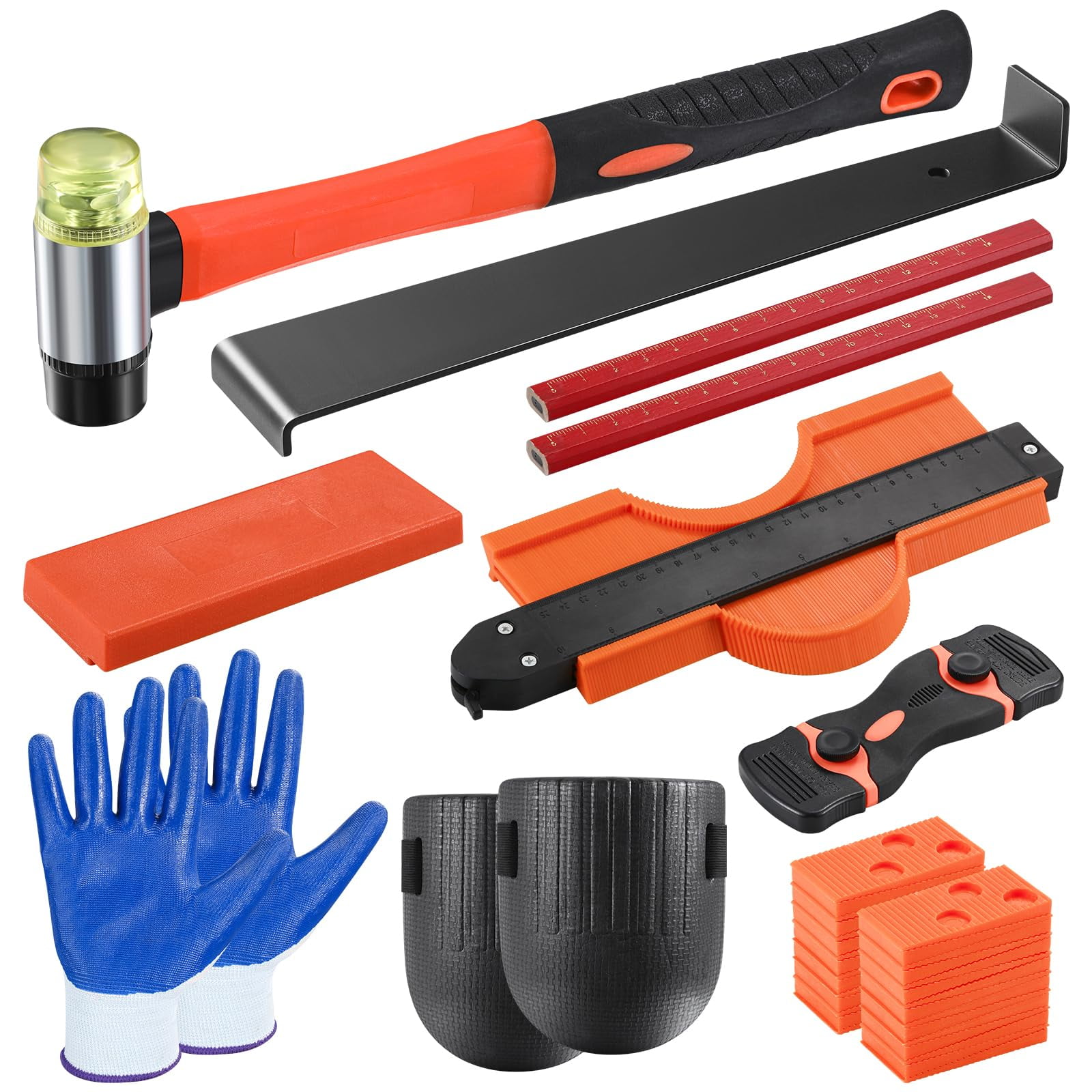 JHJGJ Laminate Wood Flooring Plastic handle installation hammer, medium return hook, orange ...