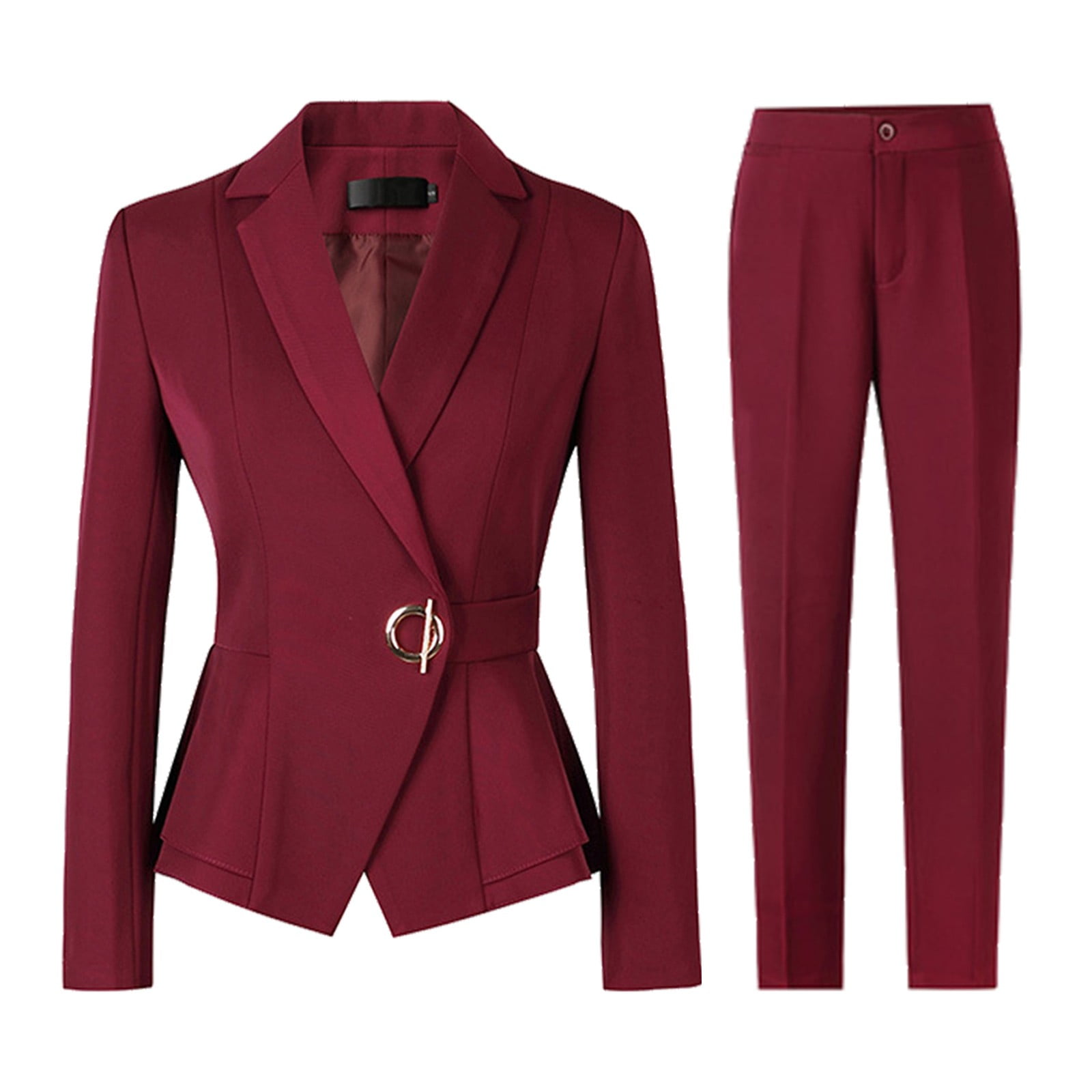 JHLZHS Womens Pant Suits Summer Womens 2 Piece Suit Notched Lapel One ...