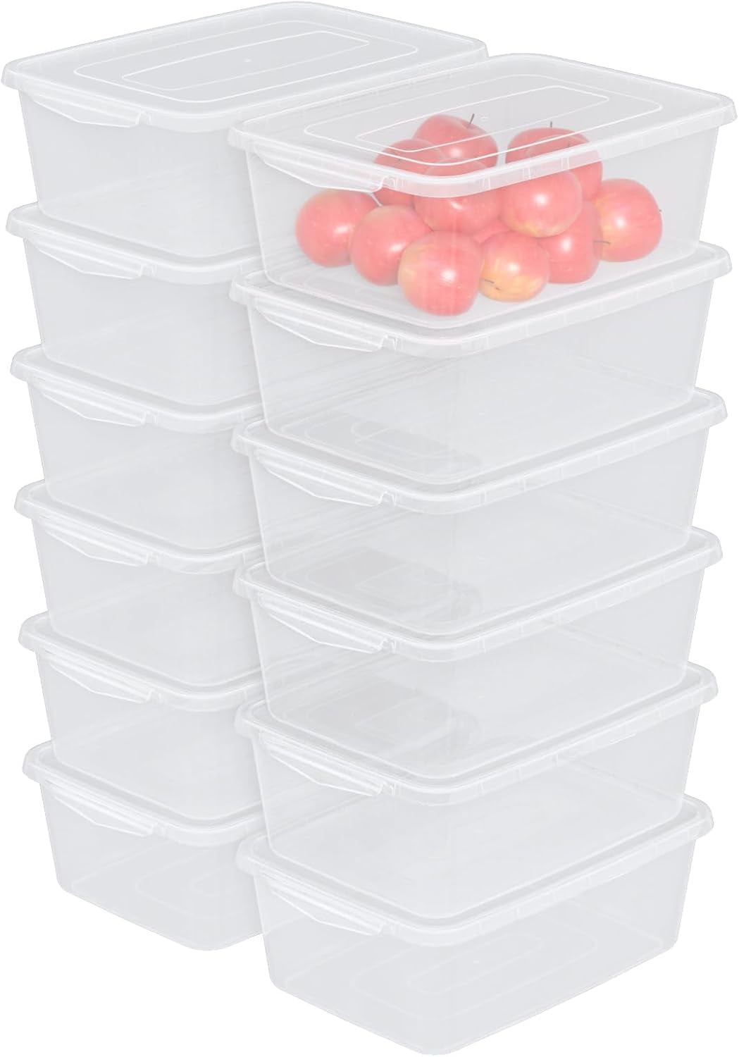 JHOUTR 12 Packs Clear Plastic Latching Storage Box, 14 Quart Latch ...