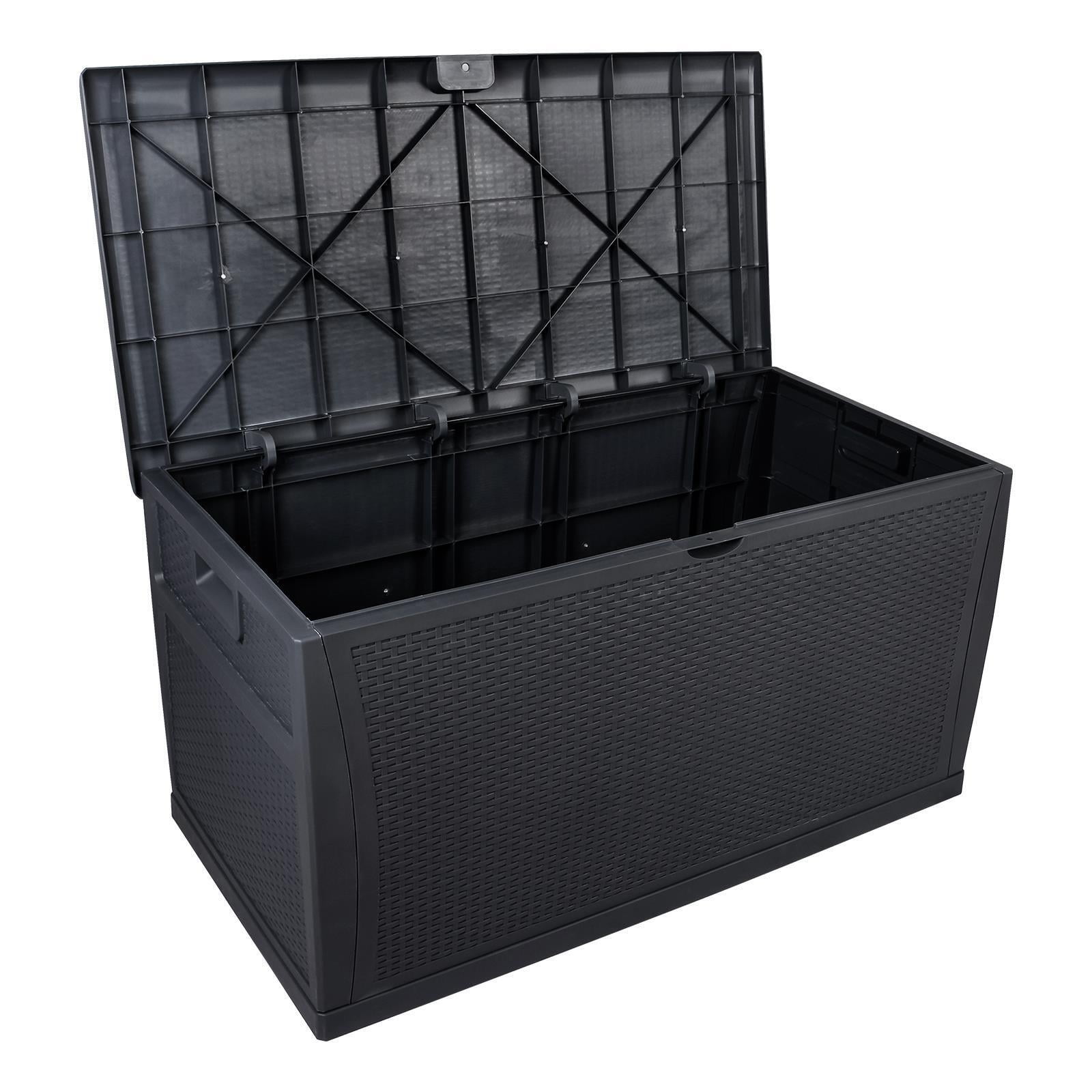 JHOUTR 120 Gallon Outdoor Storage Box, Plastic Storage Boxes with ...