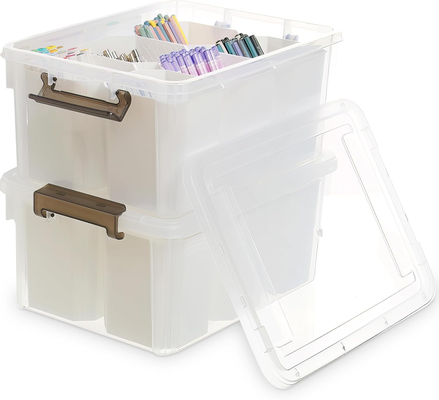 JHOUTR 2 PACK 17 QT Plastic Storage Bins Clear Storage Box with Lids ...