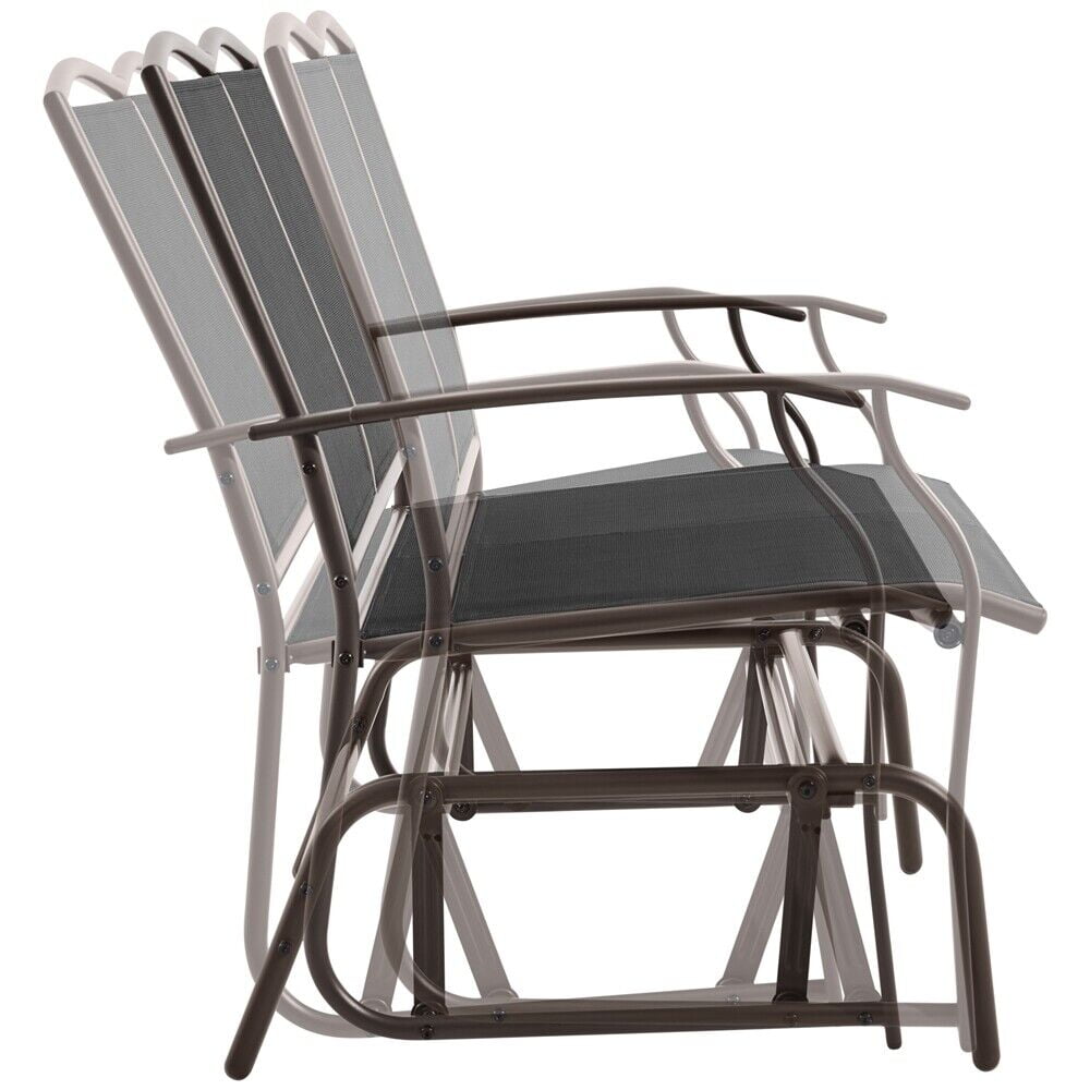 JHOUTR 2-Person Outdoor Patio Swing Glider Steel Bench Loveseat Rocker ...