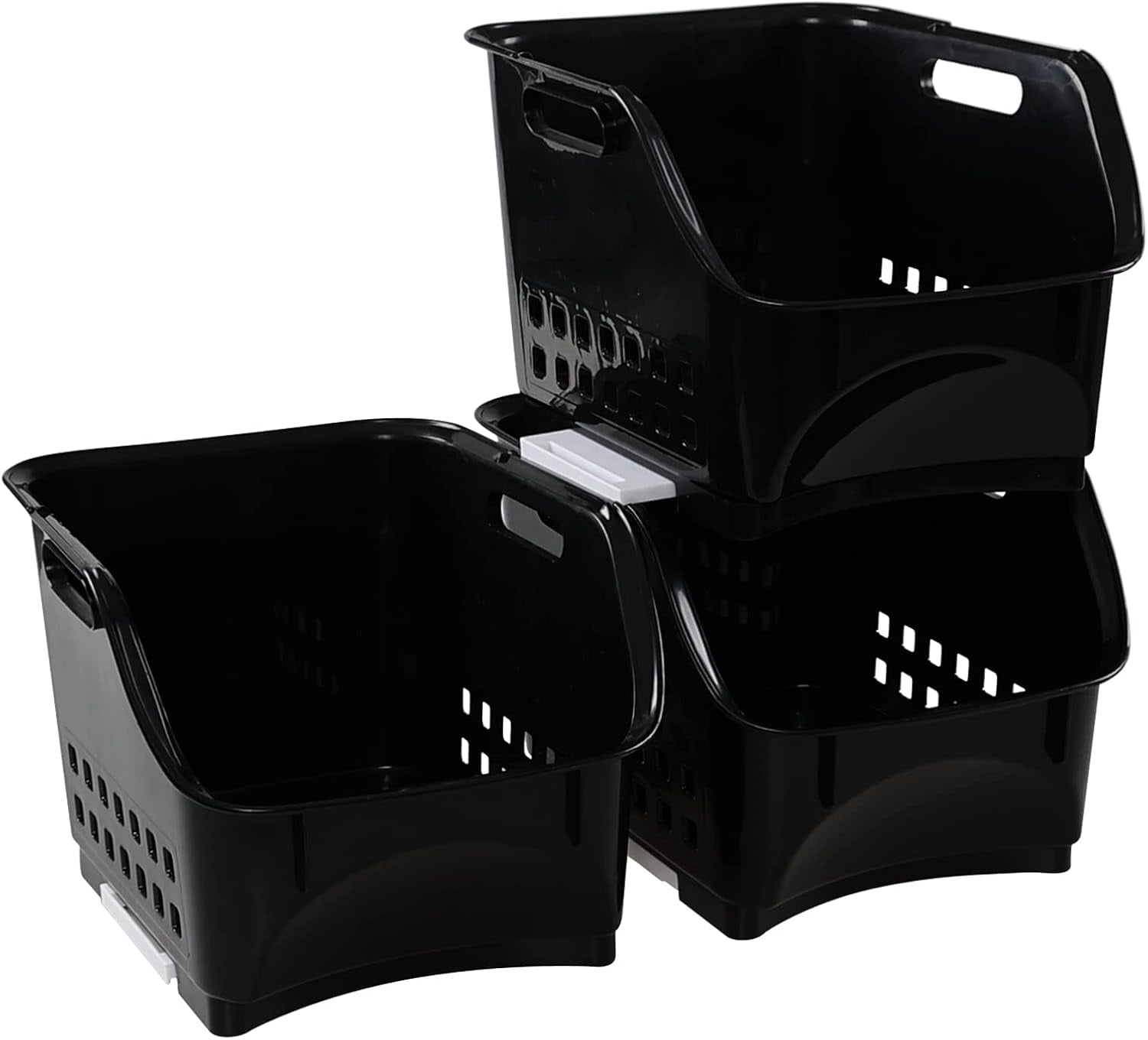 JHOUTR 3 Tier Plastic Kitchen Stacking Shelf Basket, Open Front ...