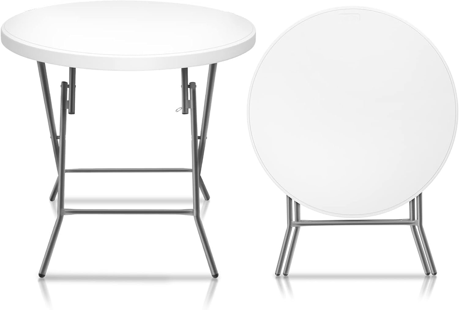 JHOUTR 32" Round Folding Commercial Banquet Table, Portable Plastic ...