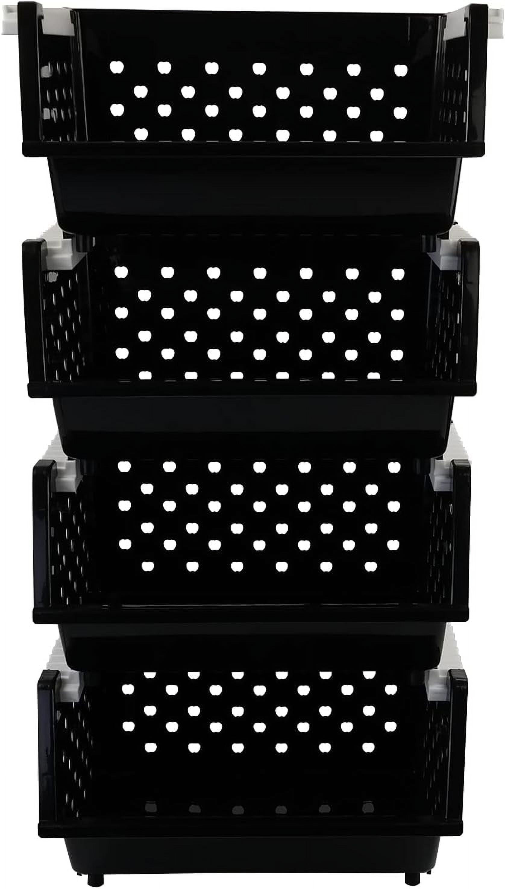 JHOUTR 4 Packs Large Stackable Storage Bins, Plastic Stacking Basket ...