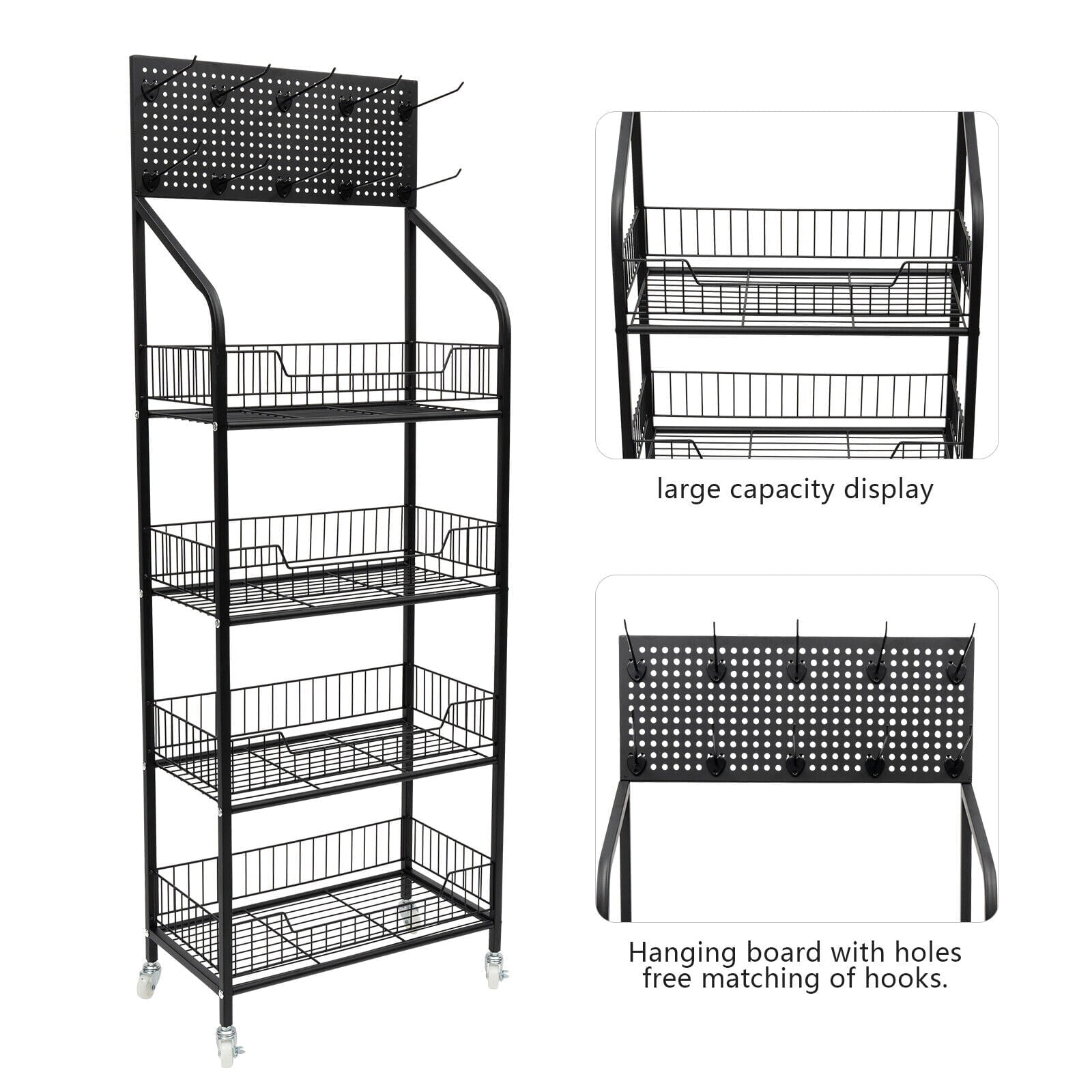 JHOUTR 4-Tier Metal Wire Storage Shelf Display Rack Retail Display Rack ...