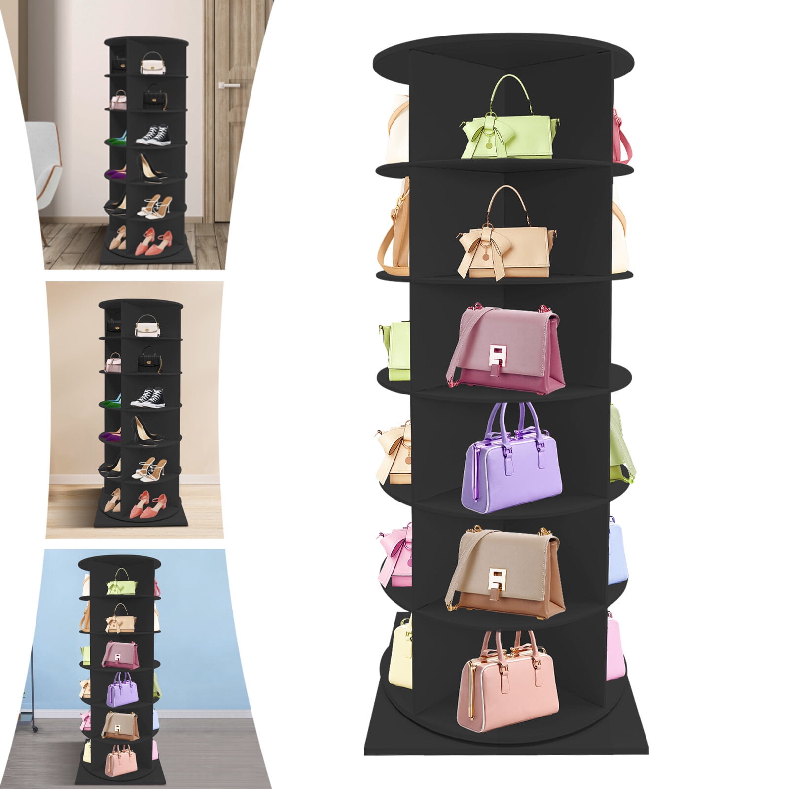JHOUTR 7 Tier Rotating Shoe Rack Tower, Spinning Shoe Display Lazy ...