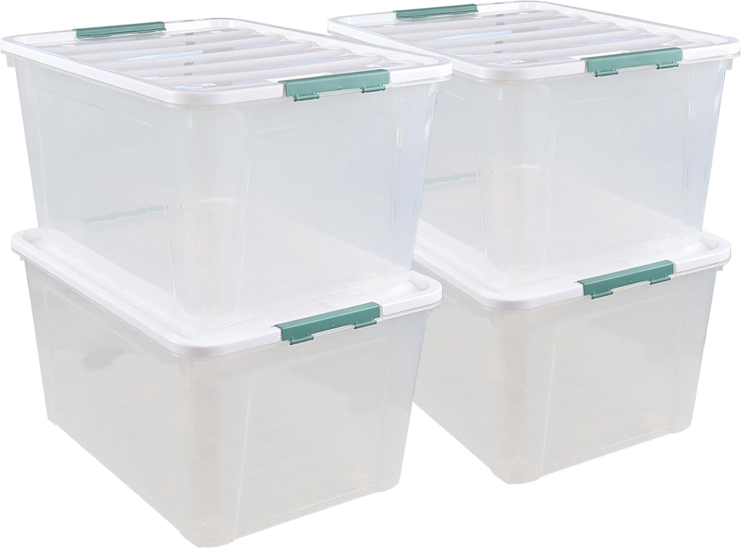 JHOUTR 85 Quart Clear Plastic Storage Bins with Wheels, Large Latching ...