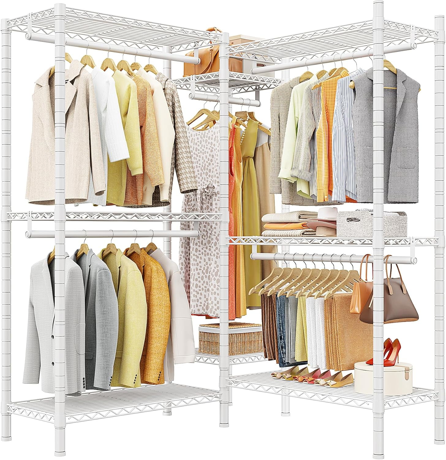 JHOUTR Clothes Rack, 900LBS Heavy Duty Clothes Rack, Closet Shelving ...