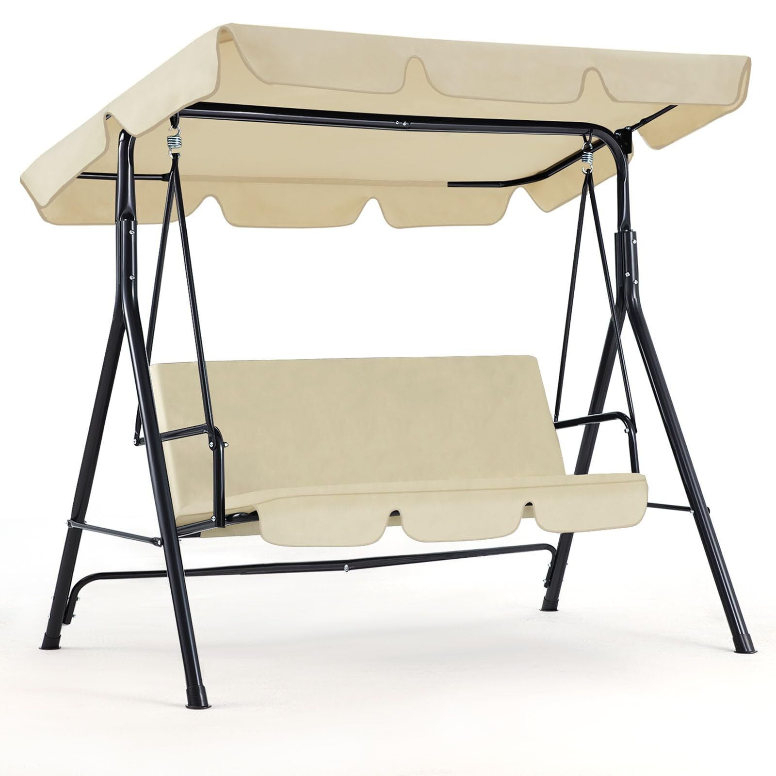 JHOUTR Esright Patio Swings Outdoor, 3-Seat Glider Porch Bench with ...