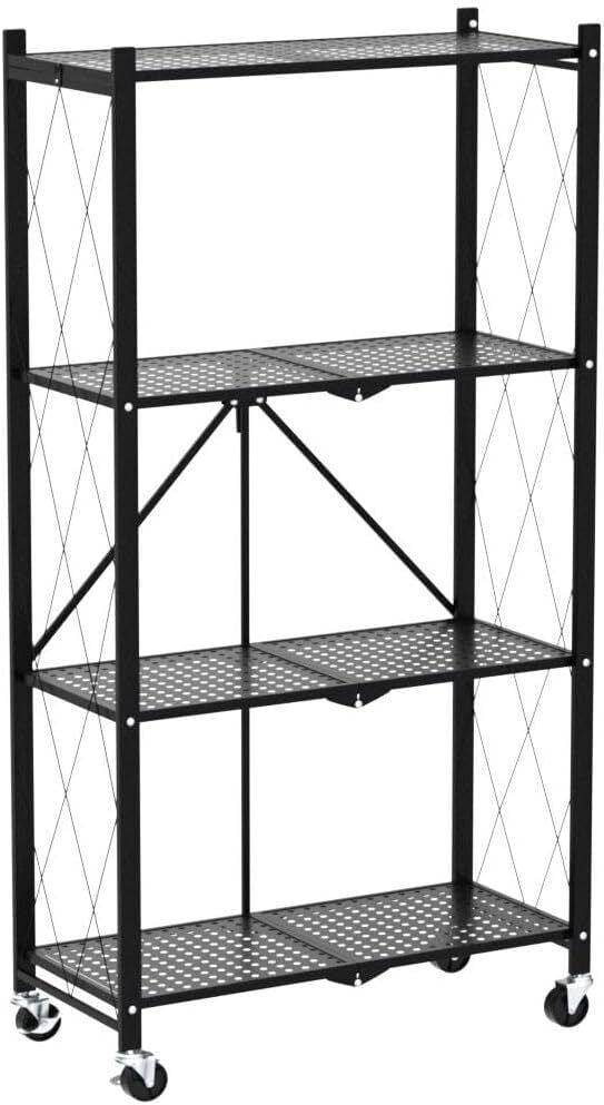 JHOUTR Heavy Duty 4-Tier Foldable Metal Rack, 14.96" D x 27.95" W x 49. ...