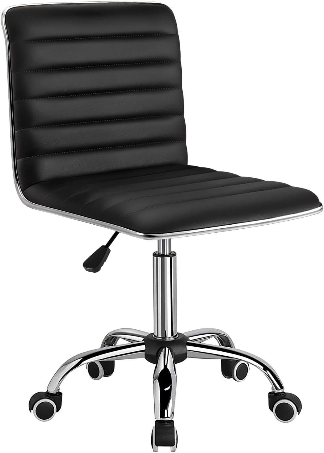 JHOUTR Mid Back Vanity Chair for Makeup Room, Low Back PU Leather ...