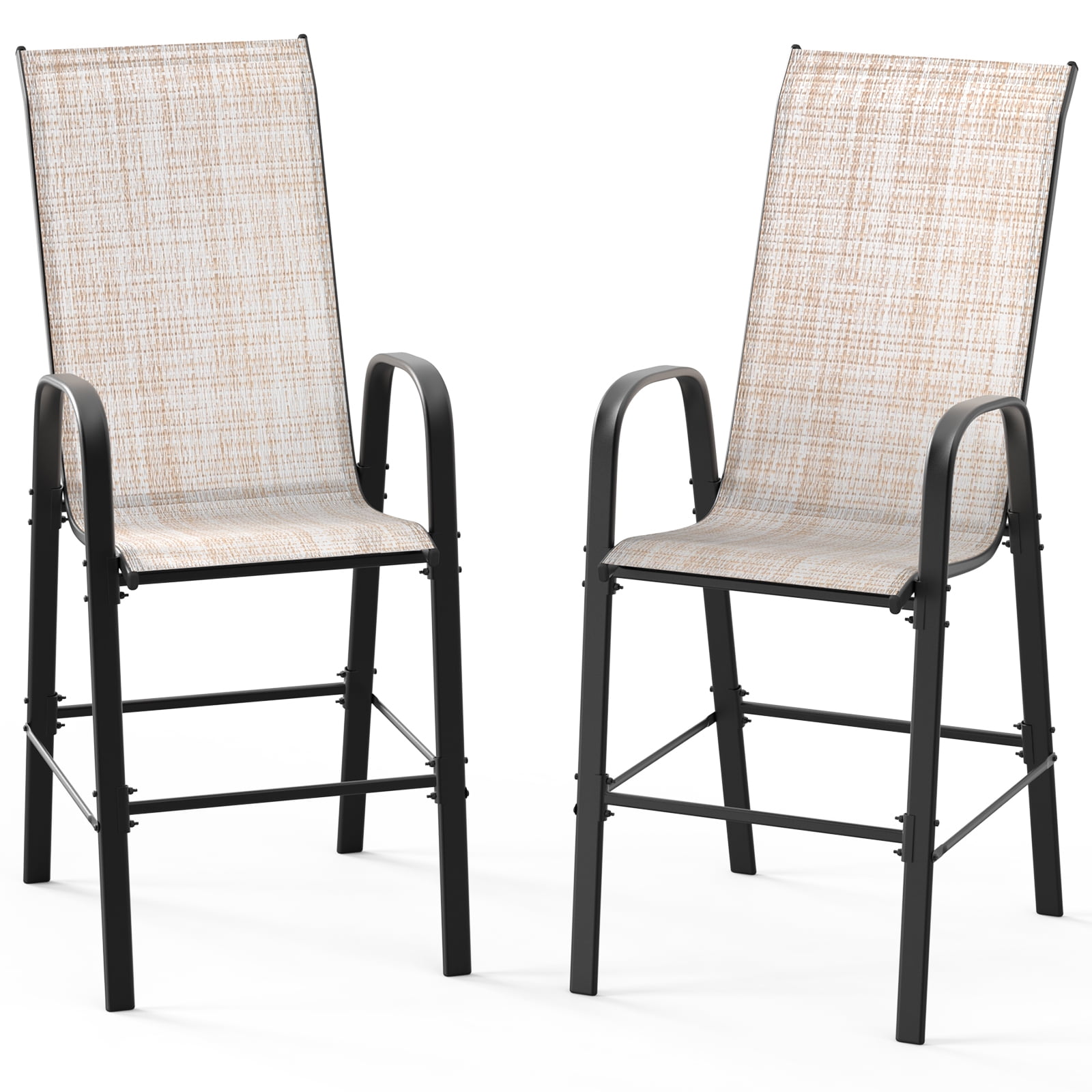 JHOUTR Outdoor Bar Chairs Set of 2 – Stackable Outdoor Bar Stools with ...