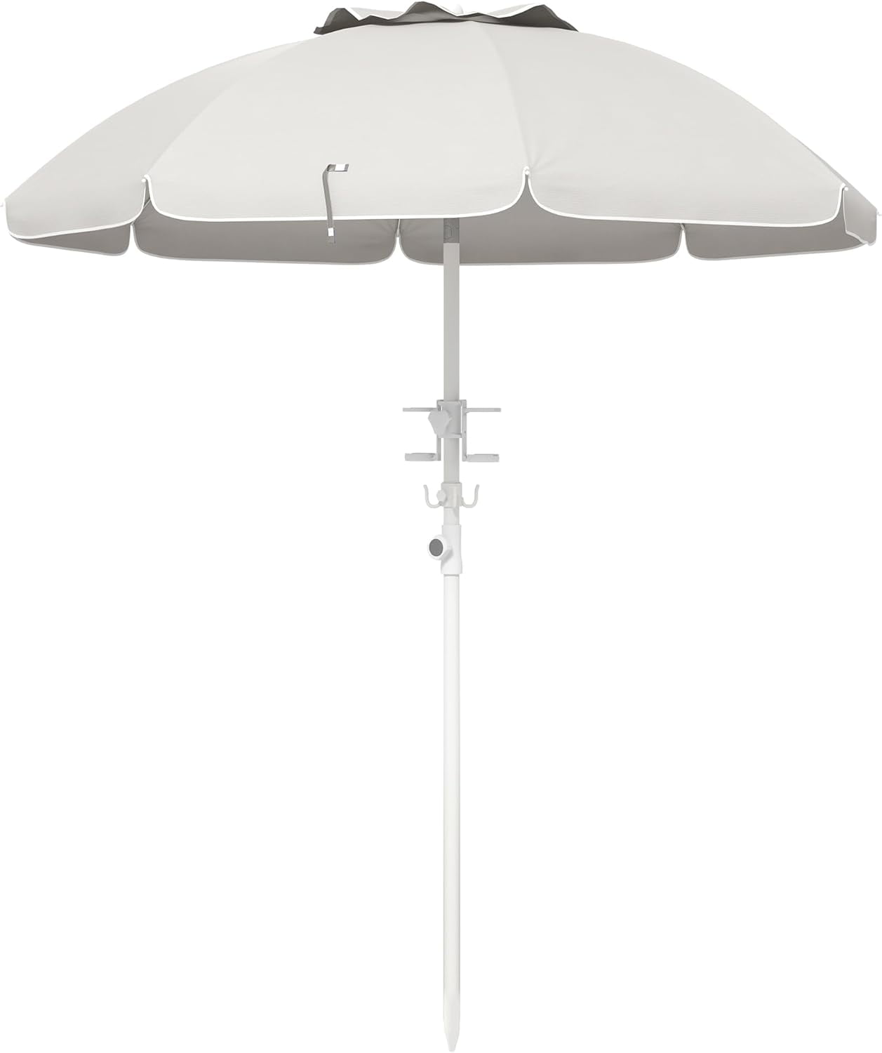 JHOUTR Portable Beach Umbrella with Tilt, Adjustable Height, 2 Cup ...