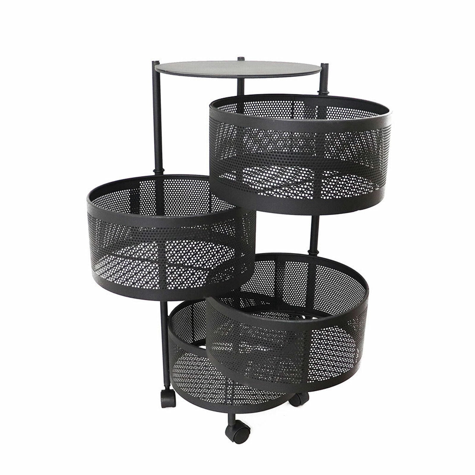 JHOUTR Rotating Storage Rack Round Layered Storage Rack Trolley for ...