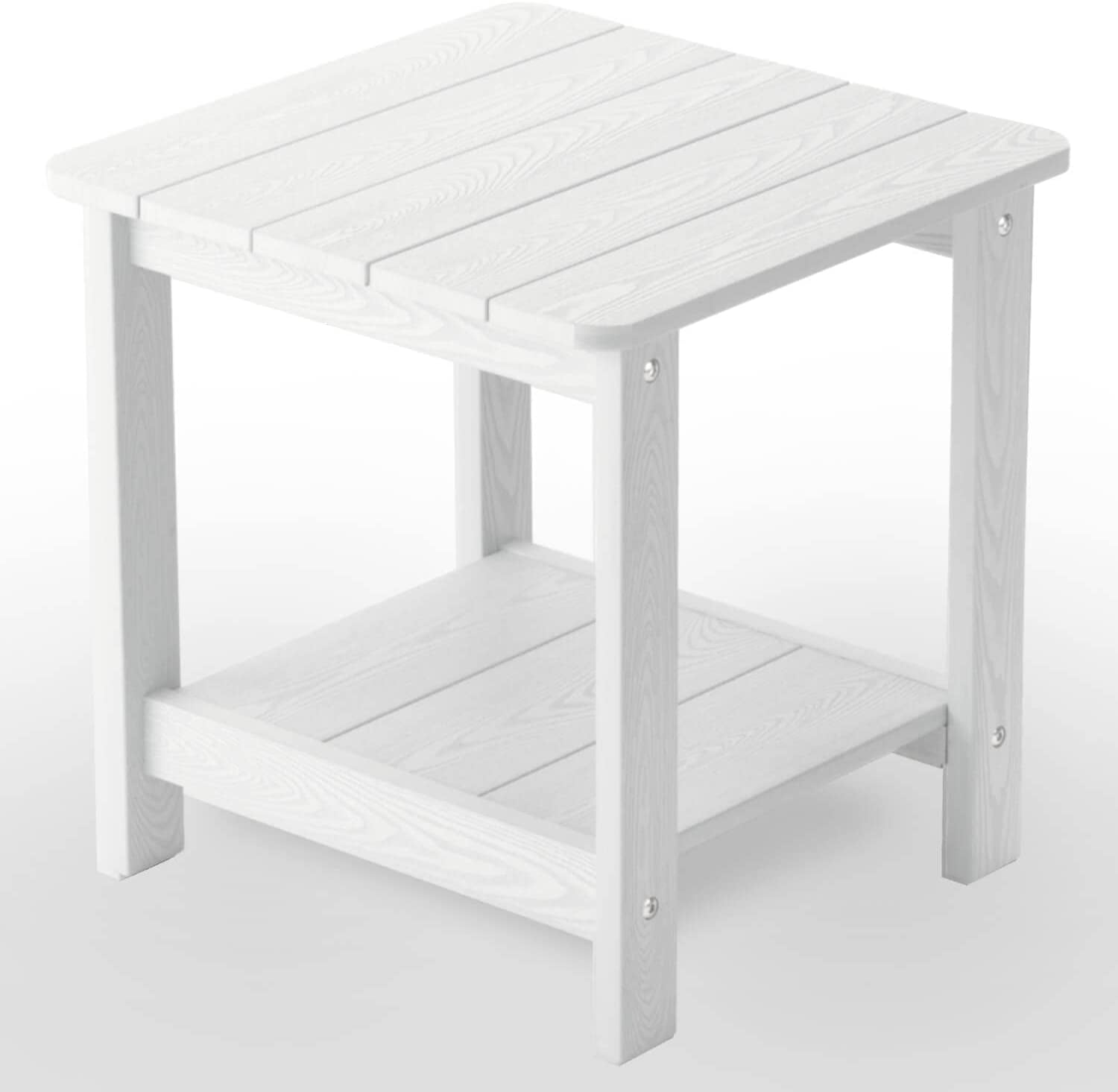 JHOUTR Weather Resistant Side Table, 17 inch Square 2-Layer Structure ...