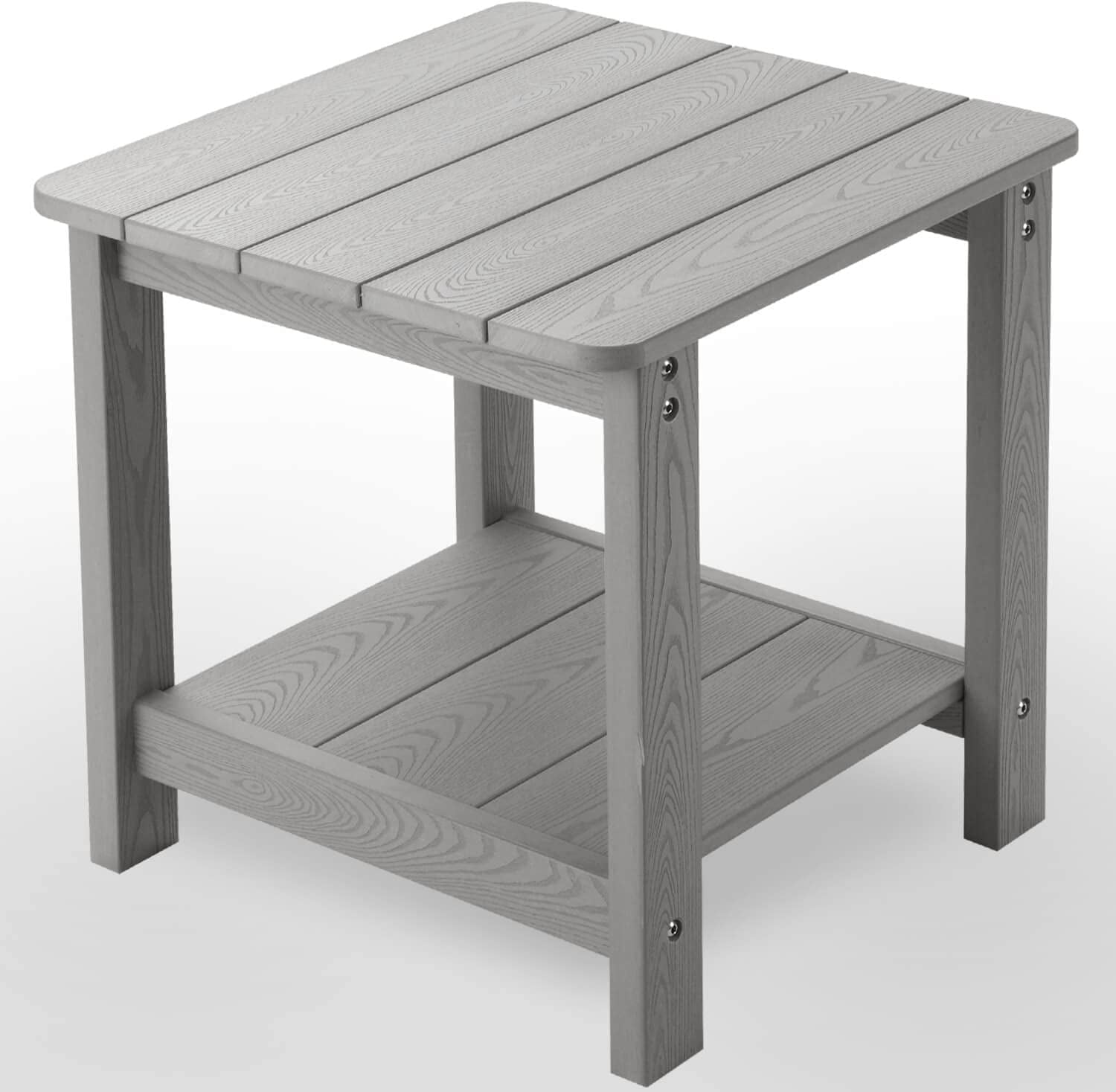 JHOUTR Weather Resistant Side Table, 17 inch Square 2-Layer Structure ...